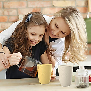 Homienly Wheat Straw Cups Reusable Drinking Glasses- Set of 6 Alternative to Plastic Cups 12 OZ Water Tumblers Unbreakable Drinking Cups for Kitchen,Kids Dishwasher and Microwave Safe (Macaron Series)