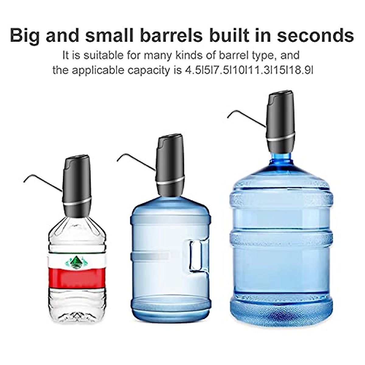 Water Bottle Pump,5 Gallon Water Dispenser,USB Charging Drinking Portable Electric Switch for Universal 3-5 Gallon Bottle for Outdoor Home Office