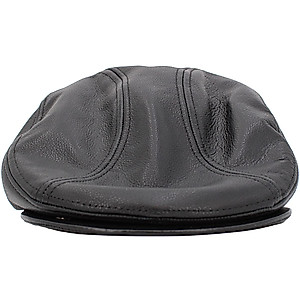 Leather-Ascot BLK L Gatsby Ivy Collection Classic Newsboy Cabbie Applejack Leather Hats Caps