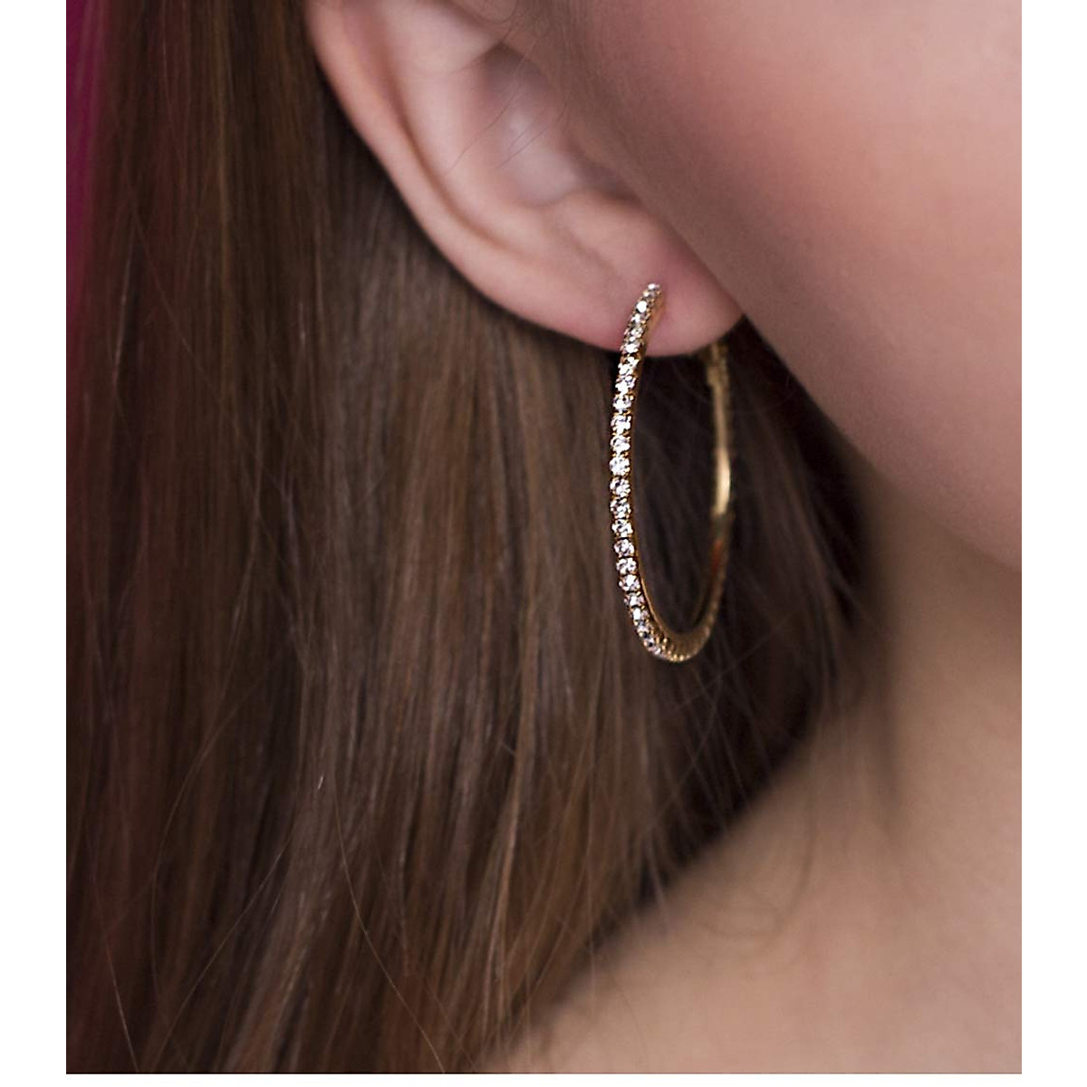 Cocadant 4 Pairs CZ 50mm Big Hoop Earrings Set for Women,Hypoallergenic Gold Hoop Earrings Silver Hoop Earrings Black Hoop Earrings for Women