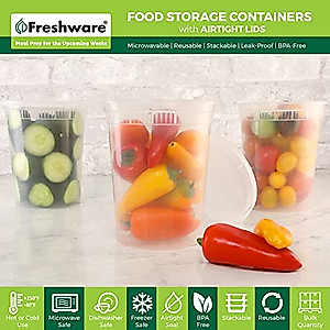 Freshware Food Storage Containers [240 Set] 32 oz Plastic Deli Containers with Lids, Slime, Soup, Meal Prep Containers | BPA Free | Stackable | Leakproof | Microwave/Dishwasher/Freezer Safe