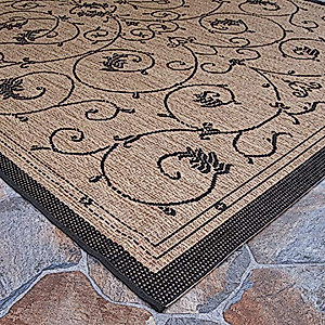 Couristan Recife Veranda 5-Feet 3-Inch by 7-Feet 6-Inch Rug, Cocoa and Black