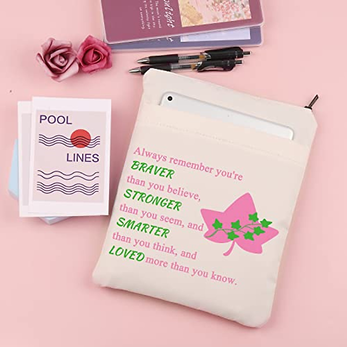 WSNANG Sorority Paraphernalia Book Sleeve Pink and Green Book Cover for Paperback Greek Sorority Gift Sorority Book Zipper Pouch Gift for Women (Pink Green BS)