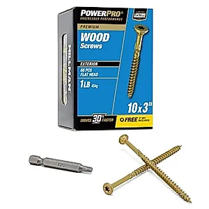 Power Pro Premium Exterior Wood Screws (#10 x 3") - 1lb Box