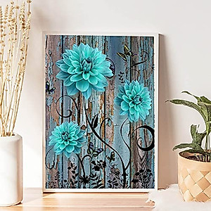 Rustic Flower Painting Kits Farmhouse 5D Diamond Art Kits for Beginner, DIY Full Drill Diamond Dots Paintings with Diamonds Gem Art and Crafts for Adults Home Wall Decor