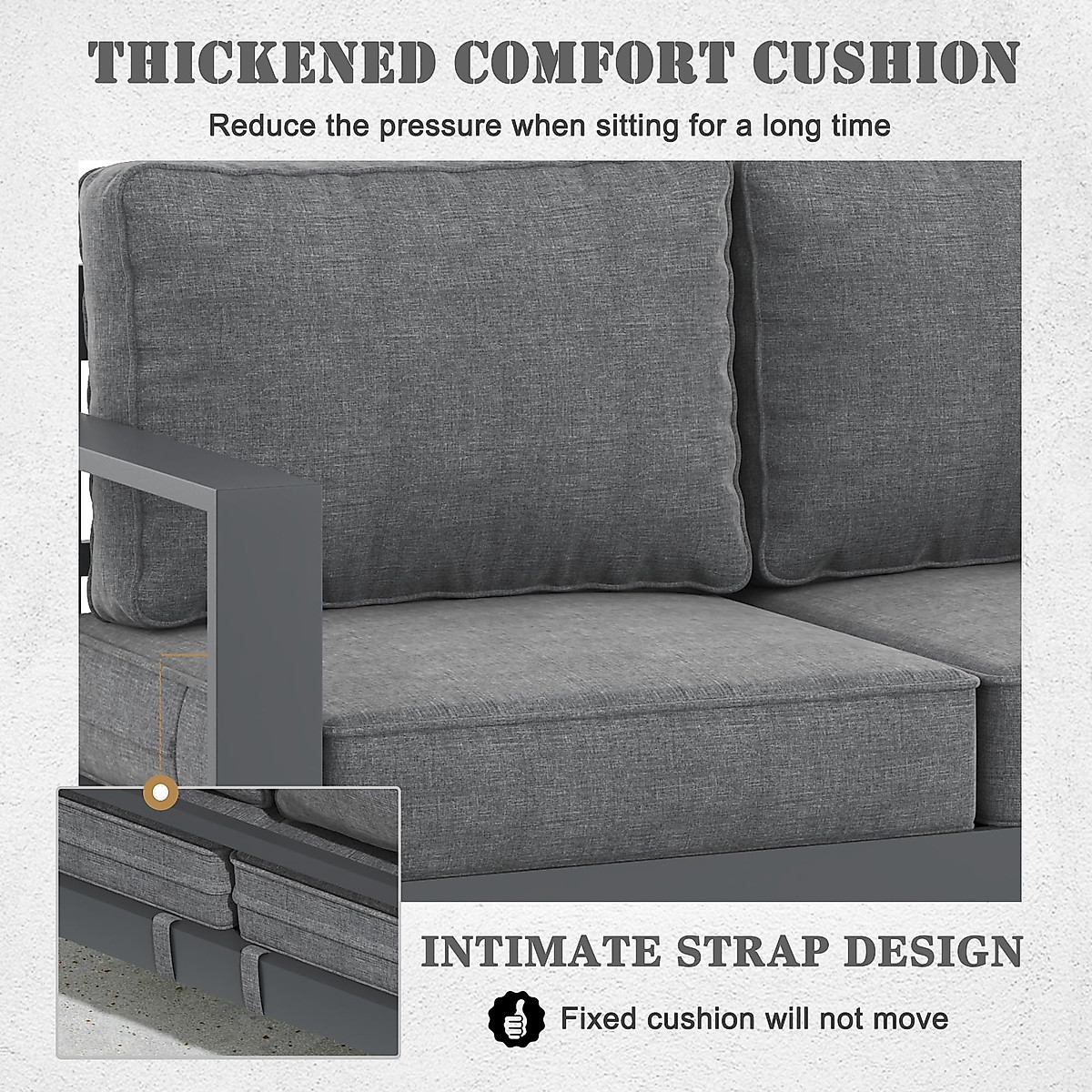 Vakollia Outdoor Aluminum Furniture Set - 4 Pieces Modern Patio Conversation Sets Metal Sectional Sofa with Coffee Table