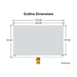 waveshare 7.5inch E-Ink Raw Display Compatible with Raspberry Pi 5/4B/3B/Zero/Zero W/Zero 2W/Pico/Pico W/Pico WH 800×480 Resolution with SPI Interface Without PCB