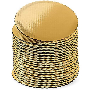 9" Round Gold Scalloped Cake Board 10pcs