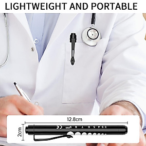 RISEMART Pen Lights for Nurses Reusable Medical Pen Light with Pupil Gauge and Ruler, White Light LED Penlight for Nurse Student Doctors EMT Black