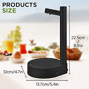 AUAUY Desktop Water Bottle Dispenser, Smart 6 Levels Table Top Water Dispensers for 5 Gallon & Universal Bottles, USB Portable Charging Automatic Water Jug Dispenser for Home,Office,Outdoor(Black)