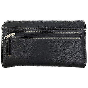 Zelris Western Rearing Horse Embroidered PU Leather Concealed Carry Women Tote Purse with Matching Wallet Set (Black)