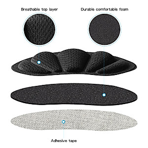Back of Heel Cushion Pads, Adhesive Heel Grips Inserts for Boots, Loose Shoes Too Big, Reusable Heel Guards Liners for Women Men, Improve Shoe Fit,4PCS-Black+4PCS-Black