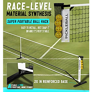 Kascen Pickleball Net - 22 FT Regulation Size Portable Pickleball Net System, Pickle Ball Net with Exclusive Ball Holder, 4 Pickleballs & Carry Bag, Pickle Ball Net for Outdoor Indoor Driveway