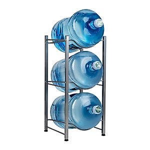 Mind Reader 5 Gallon Water Jug Stand, Water Bottle Holder, Water Cooler Stand, Rack, Metal, 13.5"L x 13.5"W x 28.75"H, Silver