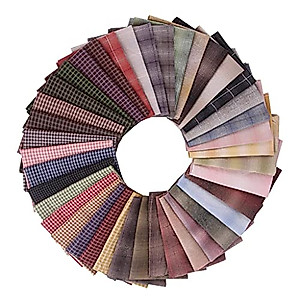 AMLESO 50 Fabric Squares, Inch Plaid Fabric Precut Scraps for Christmas Sewing Quilting