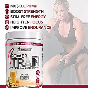nPower Nutrition-Train Pre-Workout for Women, Orange Pineapple, 30 Servings, Stimulant Free, Increase Focus & Muscle Pumps