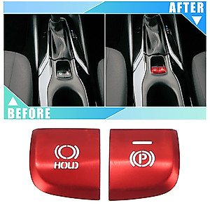 X AUTOHAUX 1 Set Car Electronic P Gear Brake Button Decoration Stickers Center Console Handbrake Parking Brake Sticker Decal for Toyota Supra GR 2018-2022 Red