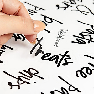 Talented Kitchen 157 Pantry Labels for Food Containers, Preprinted Clear Kitchen Food Labels for Organizing Storage Canisters & Jars, Black Script + Numbers Stickers (Water Resistant)