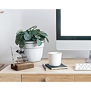 Mindset is Everything Inspirational Desk Decor, Motivational Black Decorative Signs with Wooden Base, Gifts for Student Coworkers Friends, Positive Quotes Sign for Home Office