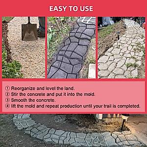Anothera 17"x17"x1.6" Walk Maker Reusable Concrete Path Maker Molds Pathmate Stone Molding Stepping Stone Paver Yard Patio Lawn Garden DIY Walkway Pavement Paving Moulds (Irregular)