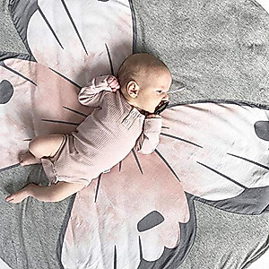 ABREEZE Butterfly Baby Round Play Pad Crawling Mat Butterfly Baby Blanket Butterfly Tummy Time Mat Rug for Kids Children Toddlers Bedroom