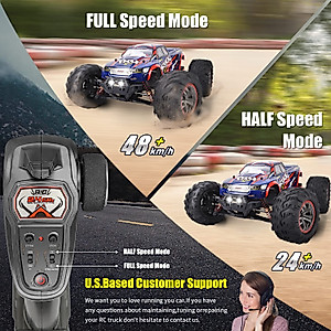 Hosim 1:10 Large Size 48+ KMH 4WD High Speed RC Monster Trucks,Hobby Grade RC Cars for Adults Boys Remote Control Vehicle 2 Batteries for 40+ Min Play Gift for Kids(Blue)