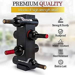 Esikah Countertop Wine Rack 4 Bottle | Wine Bottle Holder for Bar Table and Wine Cabinet | Steel Freestanding Wine Racks for Bar and Kitchen Decor | Compact Wine Bottle Stand