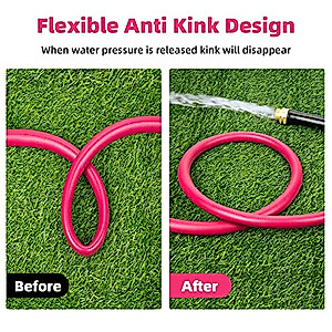 WELLUCK Garden Hose 5/8 in x 3 ft, Heavy Duty Durable Anti Kink Flexible Garden Water Hose for Drinking Water Safe BPA Free, All-weather Lightweight Water Hose for Garden RV Camper Marine