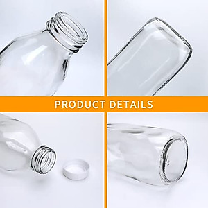Datttcc Glass Milk Bottles,33 OZ Milk Containers for Refrigerator with Plastic Lids,Glass Water Bottles for Milk, Yogurt, Smoothies, Kombucha, Water (10 pack)