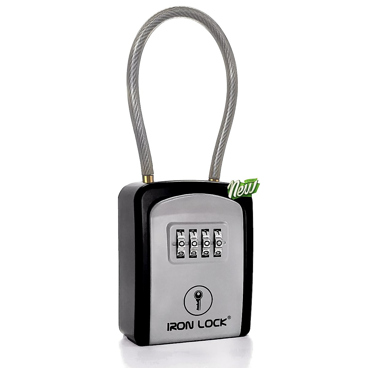 Iron Lock ® - Key Lock Box Portable with Removable Cable Shackle Indoor Outdoor Waterproof 4 Digit Combination with Resettable Code with A B Switch Key Lockbox for Outside Hold Spare Keys for Realtors