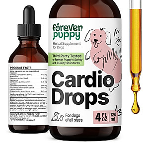 Cardio Drops for Dogs - Heart Support for Dogs with Hawthorn Berry and Motherwort Herb - Pet Liquid Drops with Lavender Extract - Herbal Dog Vitamins and Supplements for Dog's Health Care - 4 oz