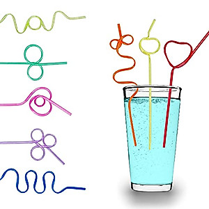 Crazy Straws,Reusable Straws,64pcs Reusable Straws with Valentine's Day Cards, Loop Novelty crazy straws and Valentines Cards for Classroom Exchange Prizes, Valentine Party Favors,Various Parties