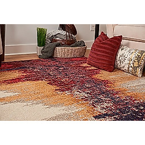 Unique Loom Estrella Collection Abstract, Rustic, Modern, Gradient, Distressed Area Rug, 5' 1" x 8' 0", Pink/Navy Blue