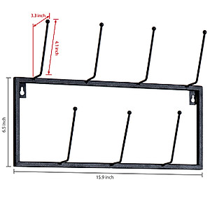 MyGift Black Metal Coffee Mug Rack Wall Mounted Hanging Storage Coffee Bar Accessories Rack with 21 Hooks, Set of 3