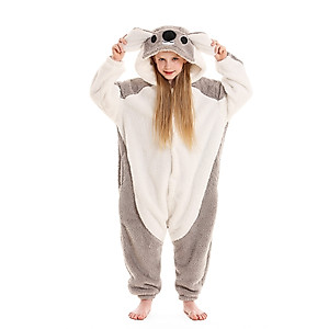 ATOZ Onesie for Kids, Animal Pajamas Halloween Cosplay Costume for Girls Boys, Koala 8-9Y