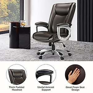 OLIXIS High Back Leather Home Office Desk Chairs, Dark Brown