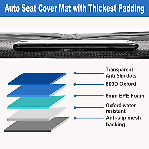 INFANZIA Kids Car Seat Protector, Child Baby Carseat Seat Protectors with Durable 600D Fabric for Leather Seats, Reinforced Non-Slip Dots & 3 Mesh Pockets for Handy Storage, 2 Pack