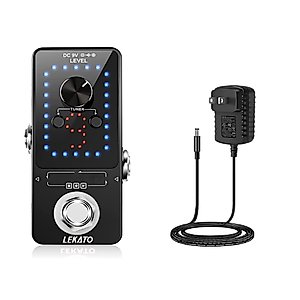 LEKATO Guitar Effect Pedal Guitar Looper Pedal Tuner Function 9 Loops 40 minutes Record Time with USB Cable and 9V 0.6A Pedal Power Supply Adapter