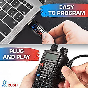 youRUSH Chirp Premium FTDI USB Programming Cable 1m Black Compatible with Baofeng Ham Radio UV-5R BF-F8HP GT-3TP BF-888S UV-82 UV-S9Plus and for Kenwood Radios with K Plug 2 pin. Easy Plug & Play
