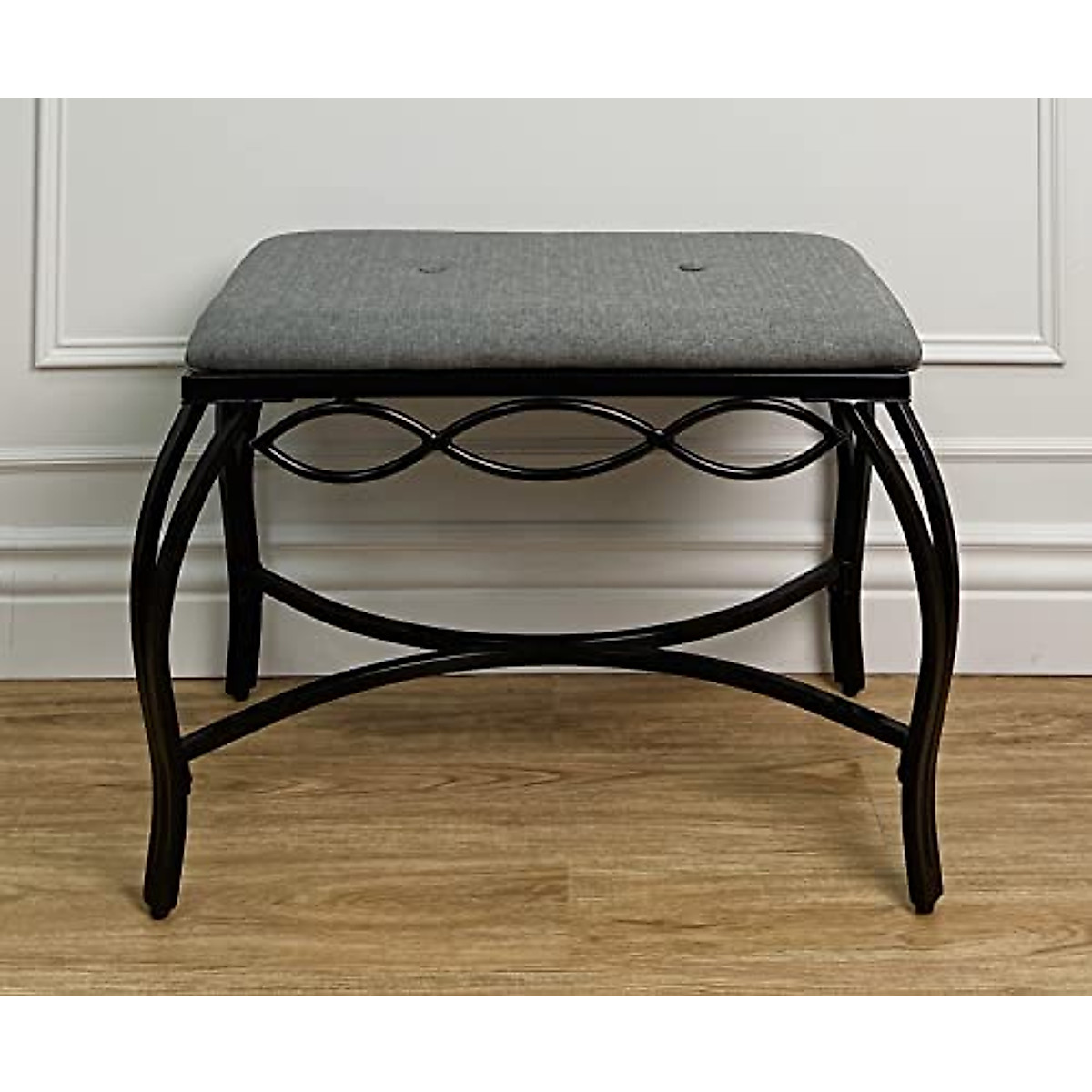 Mango Steam Heather Gray Shoe Bench - Vanity Seat for Makeup Room, Dressing Stool, Entryway Bench - Powder Coated, Upholstered, Space Saving