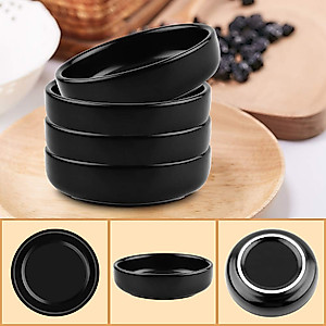 Cyimi 3.5" Ceramic Side Dish Set of 4 Small Porcelain Soy Dipping Sauce Dishes Black Seasoning Sauce Bowls Dinnerware Sets Sauce Serving Dishes