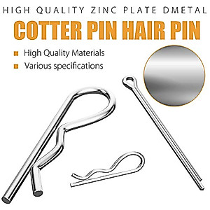 VIGRUE 500PCS Cotter Pin Assortment Kit Hitch Pin Zinc Plated R Clip Assortment Kit Fastener for Use on Hitch Pin Lock System