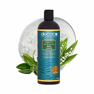 Aleavia Green Tea Honeysuckle Body Cleanse – Organic & All-Natural Prebiotic Body Wash with Raw Honey – 16 Oz.