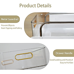 ILIKUHOME Under Sink Organizers and Storage, 2-Tier Clear Organizer with Sliding Drawers, Muti-purpose Pull Out Organizers for Bathroom, Kitchen, Pantry, Makeup, Office