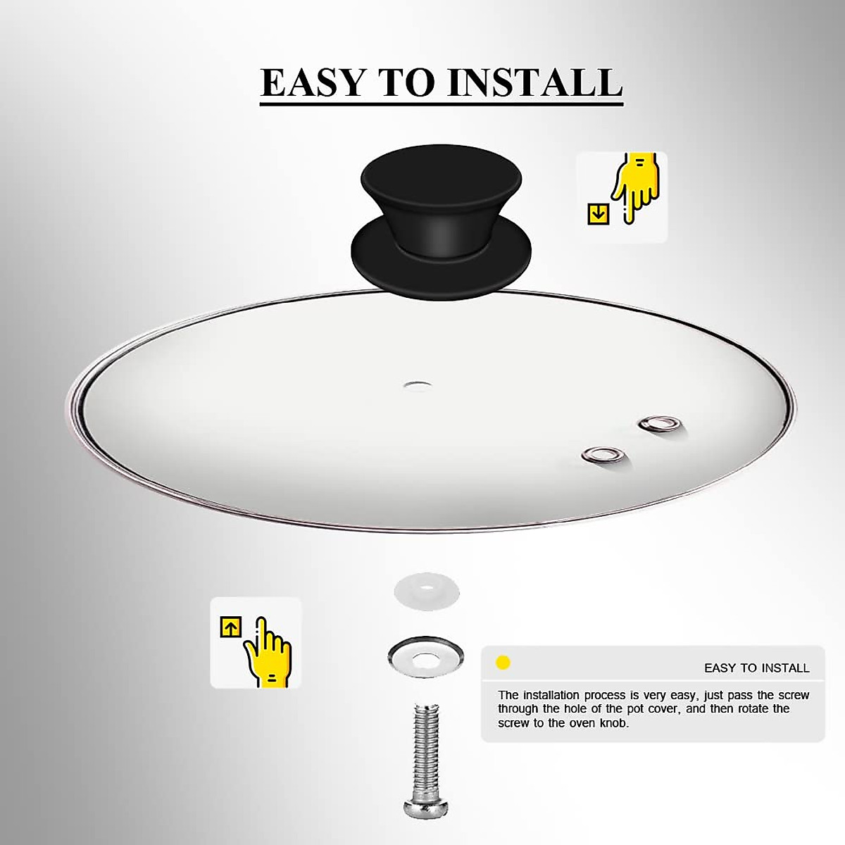 Pot Lid Knob Replacement Silicone Universal Pan Lid Holding Handles, Heat Resistant Dishwasher Safe for Slow Cookers, Skillets and Kitchen Cookware Lids Covers (Black)