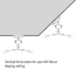 WALI Projector Ceiling Mount, Universal Low Profile Projector Mount with Retractable Arms and Multiple Adjustment Function (PM-002-W), White