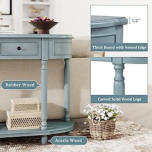 Giantex Console Table with Storage, 52” Long Sofa Table with 2 Drawers, Open Shelf, Solid Wood Legs, Narrow Entryway Table, Vintage Behind Couch Entry Table for Living Room Hallway, Foyer