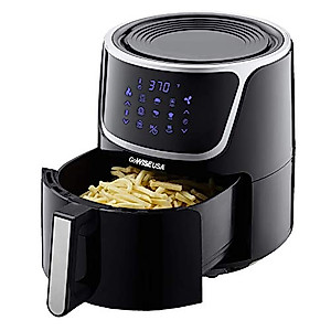 GoWISE USA GW22956 7-Quart Electric Air Fryer with Dehydrator & 3 Stackable Racks, Led Digital Touchscreen with 8 Functions + Recipes, 7.0-Qt, Black/Silver