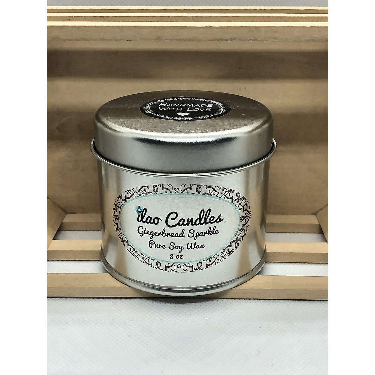 Gingerbread Sparkle 8 oz Tin Jar Pure Soy Wax Candle | Hand Poured in the USA