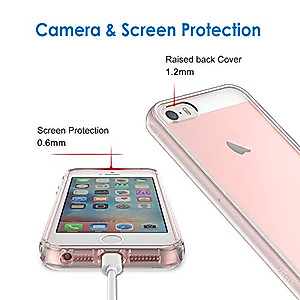 JETech Case for iPhone SE 2016 (Not for 2020), iPhone 5s and iPhone 5, Non-Yellowing Shockproof Phone Bumper Cover, Anti-Scratch Clear Back (Clear)